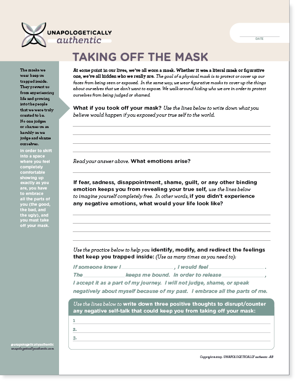 Taking off the Mask - UNAPOLOGETICALLY authentic